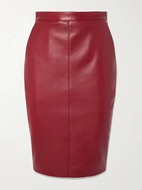 Saint Laurent Leather Skirt - Red