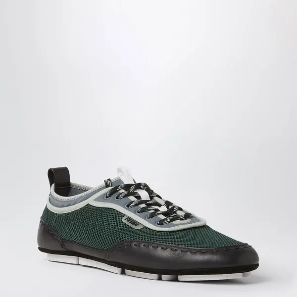 Fendi Fit Sneakers Neon Green Mesh And Leather - Black