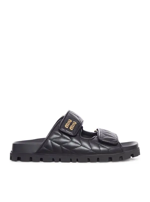 Miu Miu Matelassé Nappa Leather Sandals - Black