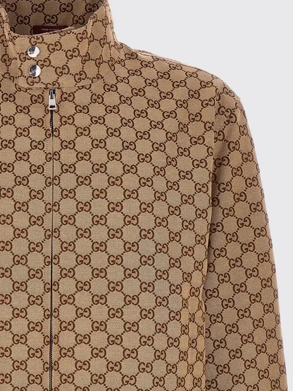 Gucci Cotton Mix Monogram Bomber Jacket - Brown
