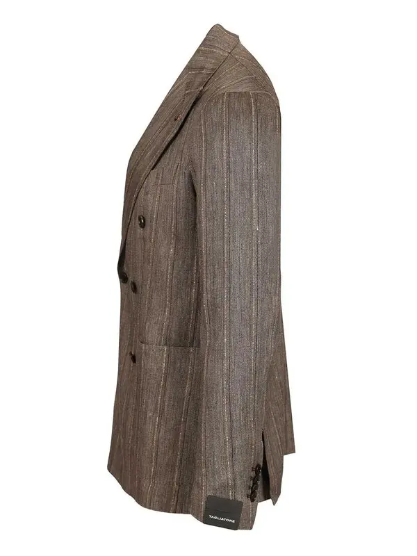Tagliatore Monecarlo Double-breasted Suit In Linen Blend