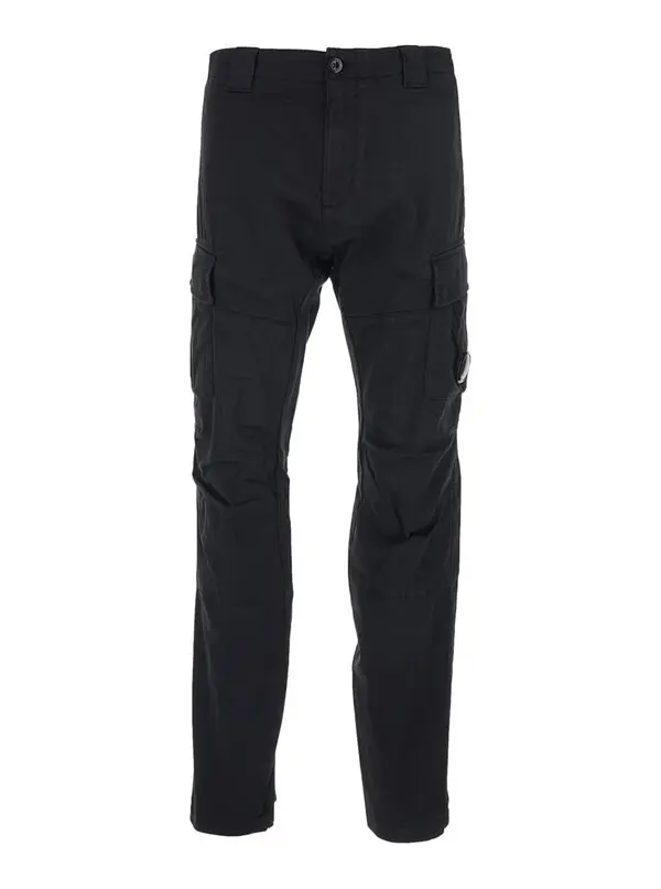 C.P. COMPANY Cargo Pants With Logo Plate On The Side And Two Cargo Pockets On The Front In Stretch Cotton For - Black