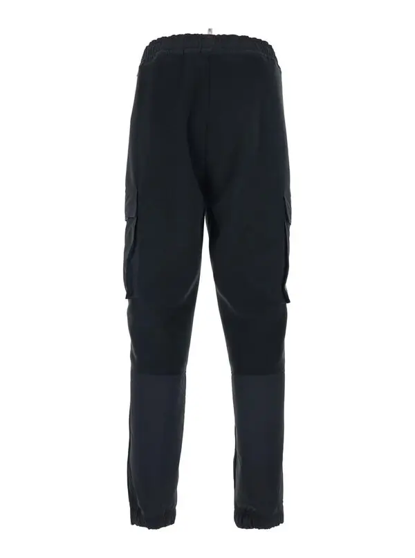 Moncler Black Pants With Side Logo Patch And Tech Fabric Inserts In Fleece
