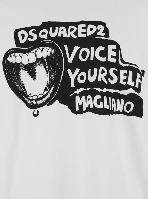Dsquared2 X Magliano' White Hoodie With Drawstring Hood With Maxi Print On The Front In Cotton - Multicolor