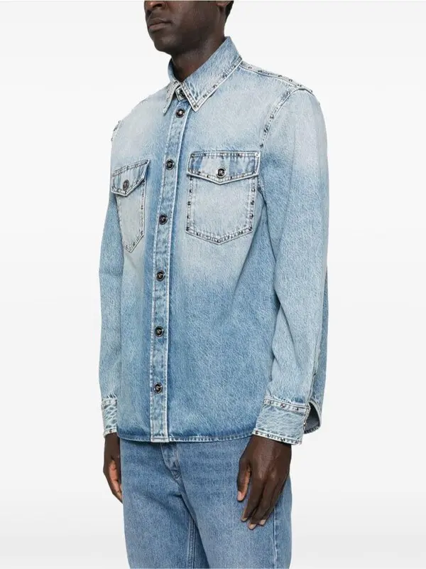 Versace Studded Denim Shirt - Blue