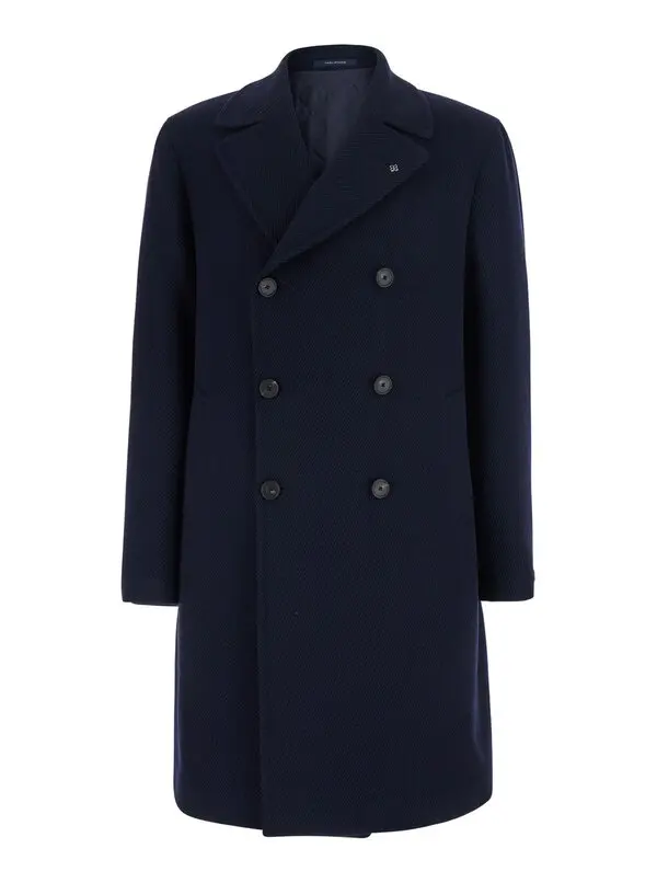 Tagliatore Blue Coat With Button Front Closure