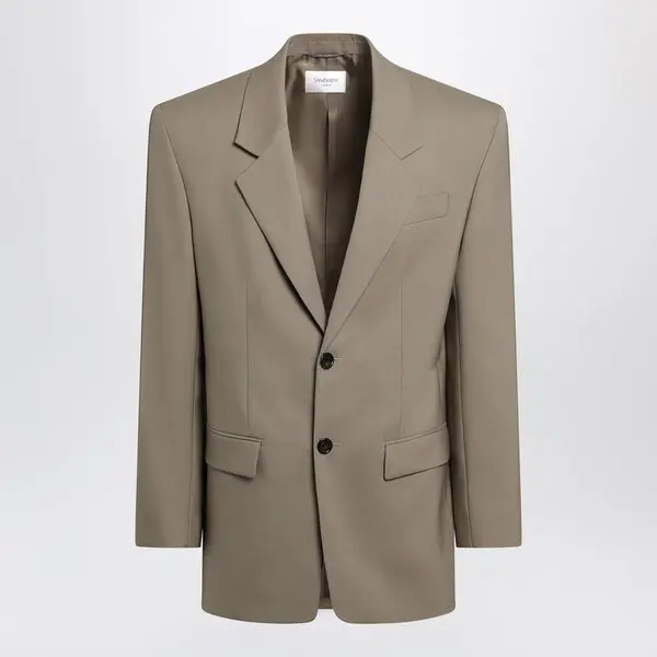 Saint Laurent Beige Single-breasted Wool And Mohair Jacket - Cream