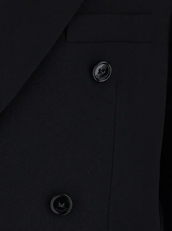 Balenciaga Black Double-breasted Jacket With Peak Revers In Wool For