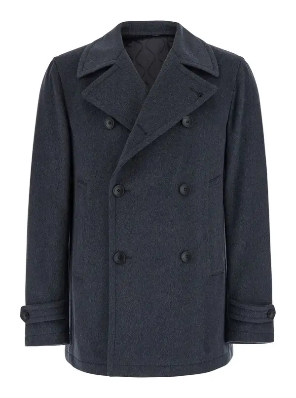 Tagliatore Coat With Notched Revers And Button Front Closure In Wool - Gray
