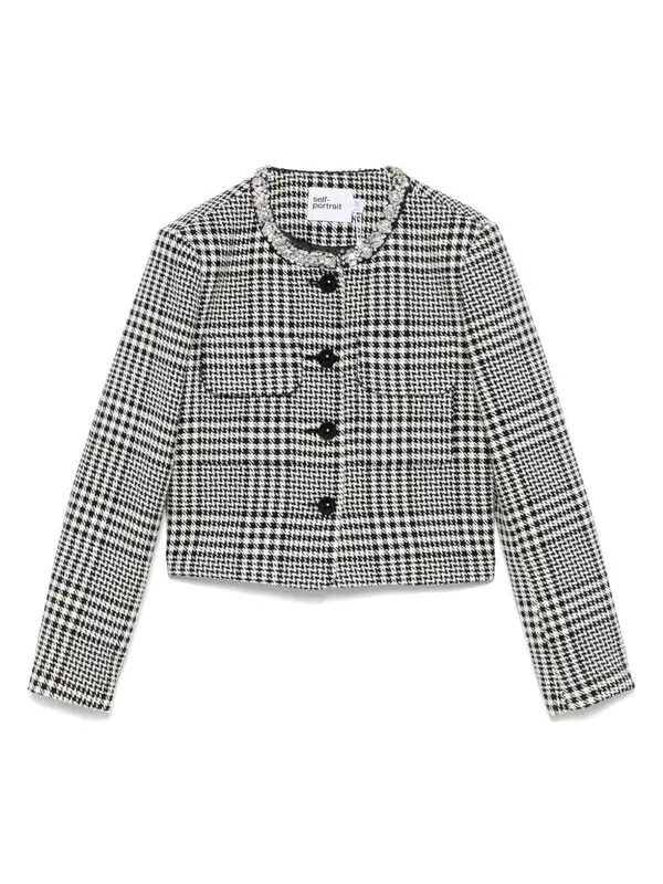 SELF-PORTRAIT Wool Blend Checked Jacket - Multicolor