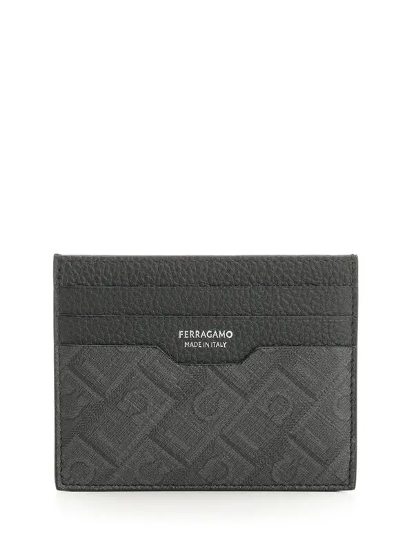 FERRAGAMO Monogram Card Holder - Gray