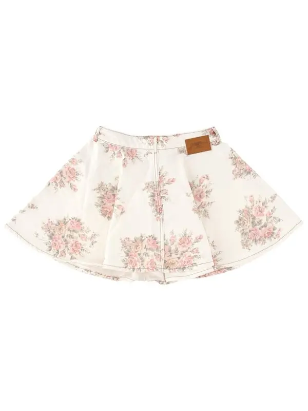 GANNI Floral Denim Mini Skirt - Cream