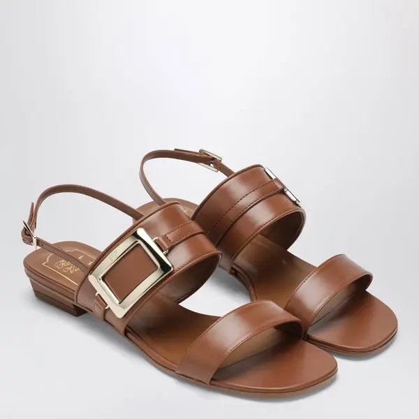 ROGER VIVIER Belle Vivier Leather Mules Cognac