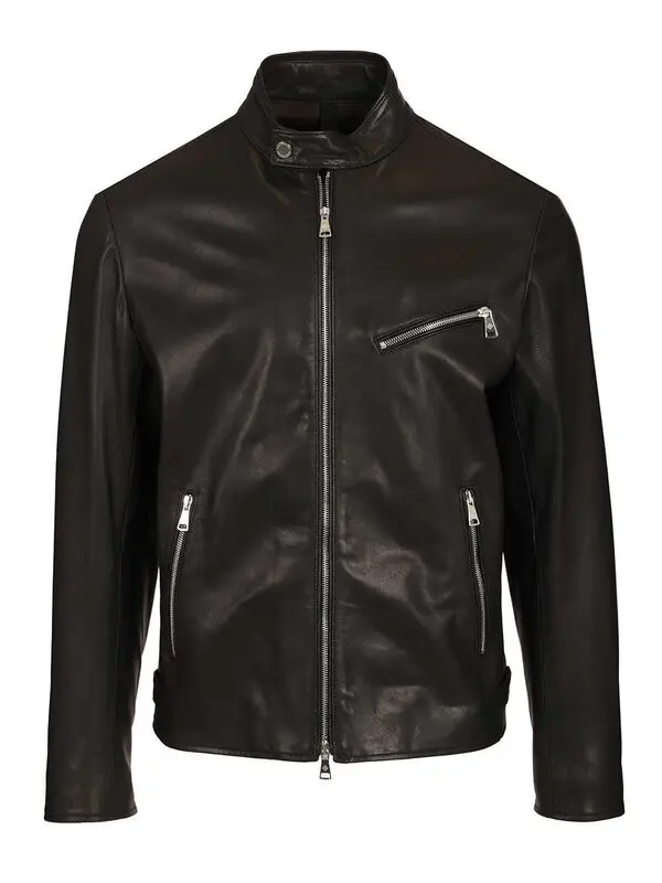 Tagliatore Lambskin Biker Jacket - Black
