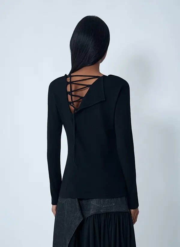 Yohji Yamamoto Lace-up Wool Sweater