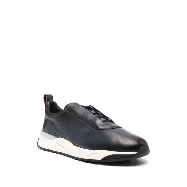 Santoni Calf Leather Low-top Sneakers - Blue