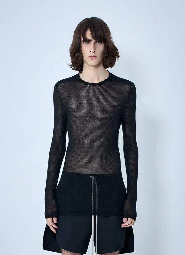 Rick Owens Sheer Knit Long Sleeve Top