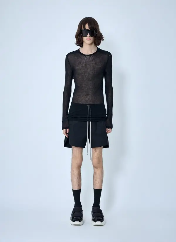 Rick Owens Sheer Knit Long Sleeve Top - Black