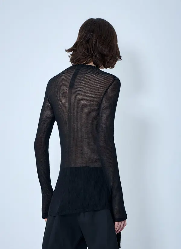 Rick Owens Sheer Knit Long Sleeve Top - Black