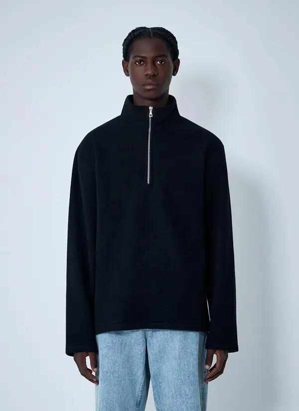 RIER Zip-up Fleece Sweatshirt - Black