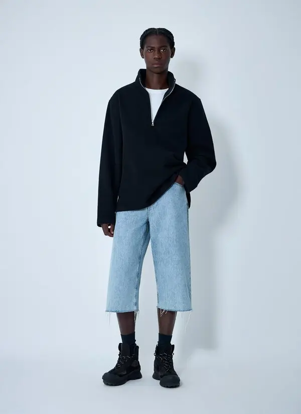 RIER Zip-up Fleece Sweatshirt - Black
