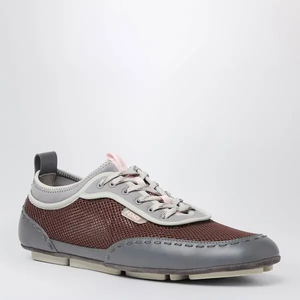 Fendi Mesh And Leather Sneakers - Gray