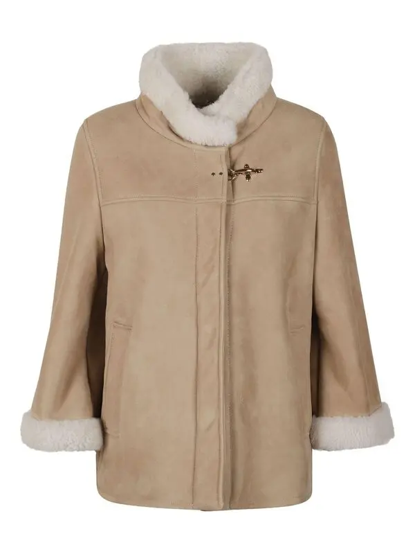 FAY Leather Shealing Cape - Multicolor