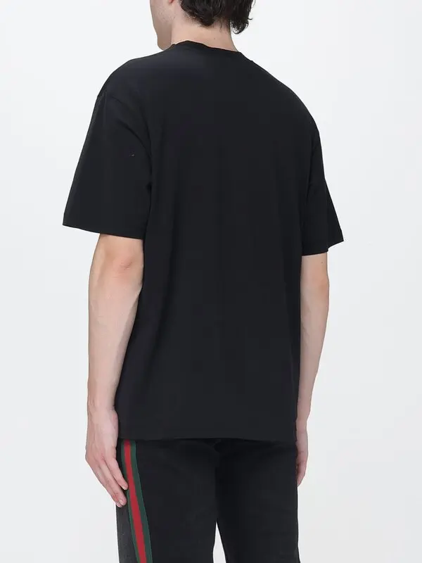Gucci Striped Cotton T-shirt With Web Detail And Dropped Shoulders - Black
