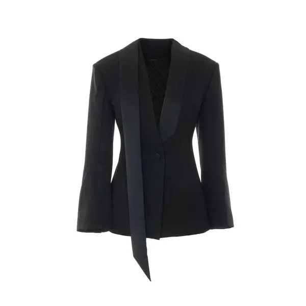 Attico Oversized Ribbon Shawl Lapel Blazer