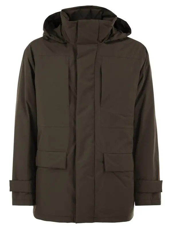 Herno Technical Hooded Padded Parka - Brown
