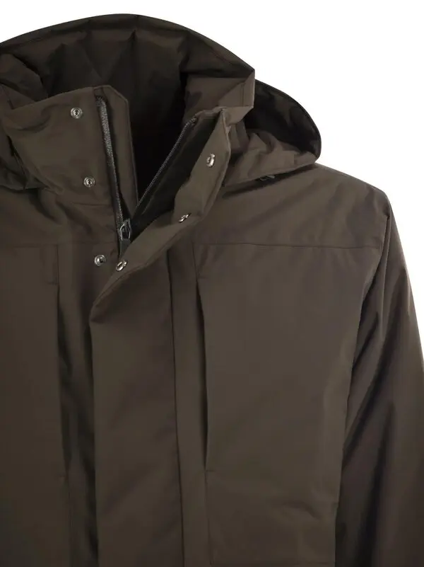 Herno Technical Hooded Padded Parka - Brown