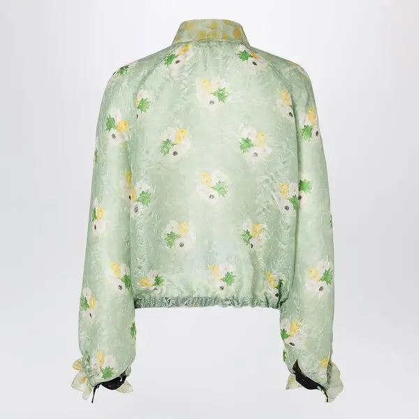 Fendi Silk Organza Lace Bomber Jacket - Green