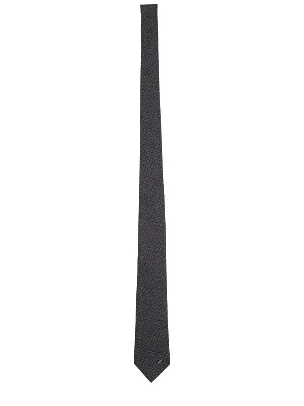 Gucci Silk Tie With Clamps