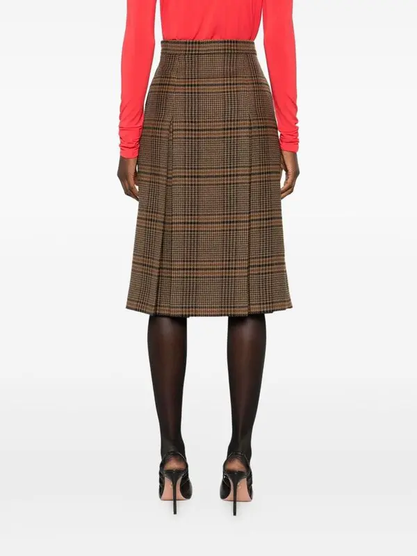 Saint Laurent Wool Cashmere Midi Skirt - Multicolor