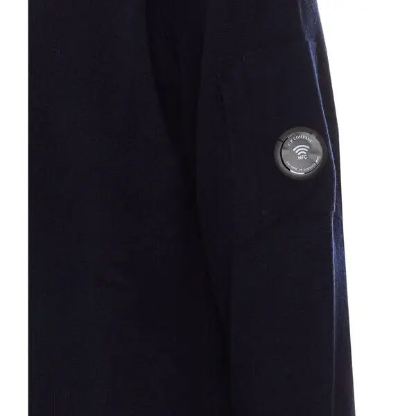 C.P. COMPANY Wool Blend Lens Sweater - Blue