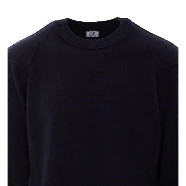 C.P. COMPANY Wool Blend Lens Sweater - Blue