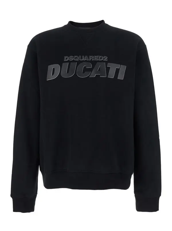 Dsquared2 Ducati X Black Sweatshirt With Logo Print On The Front In Cotton - Multicolor