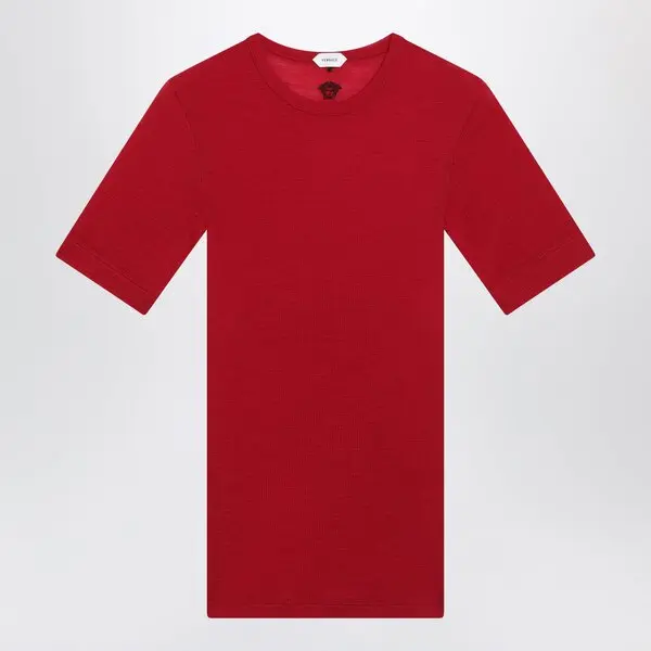 Versace Wool T-shirt With Logo - Red