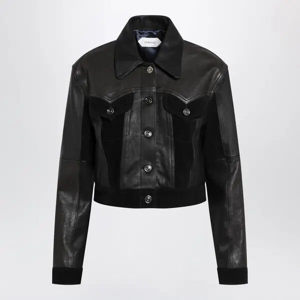 Versace Slim Leather Blouson - Black