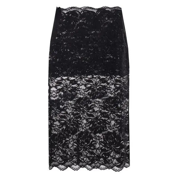 Rabanne Lace Midi Skirt - Black