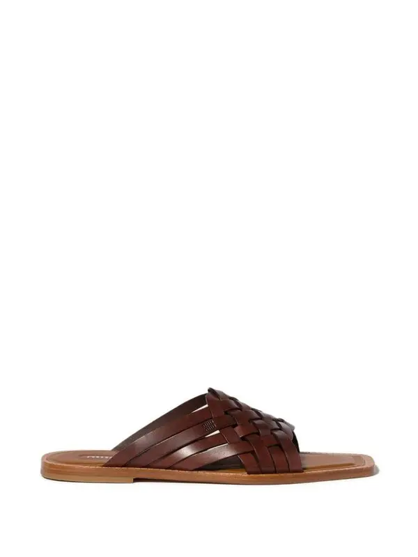 Miu Miu Leather Flat Sandals - Multicolor