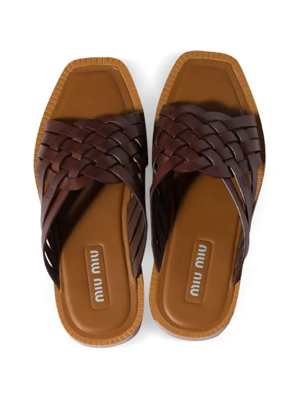 Miu Miu Leather Flat Sandals