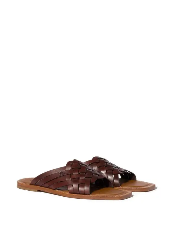 Miu Miu Leather Flat Sandals - Multicolor