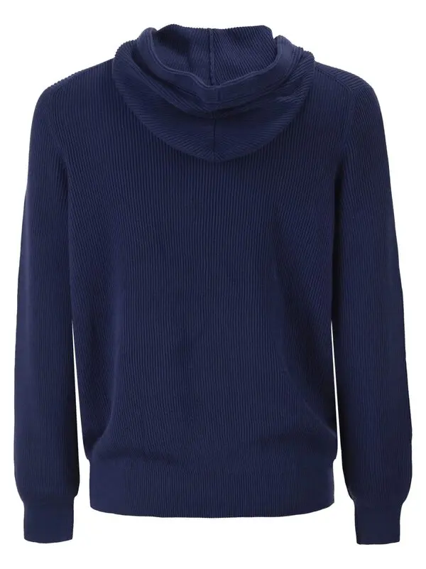 Brunello Cucinelli Ribbed Cotton Knit Hooded Sweatshirt