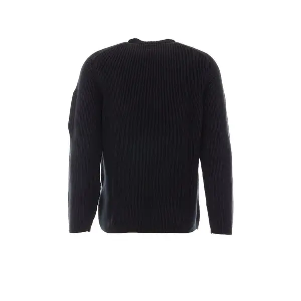C.P. COMPANY Full Rib Cotton Lens Sweater - Black