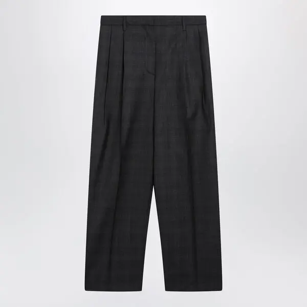 Prada Grey Wool Trousers With Check Pattern