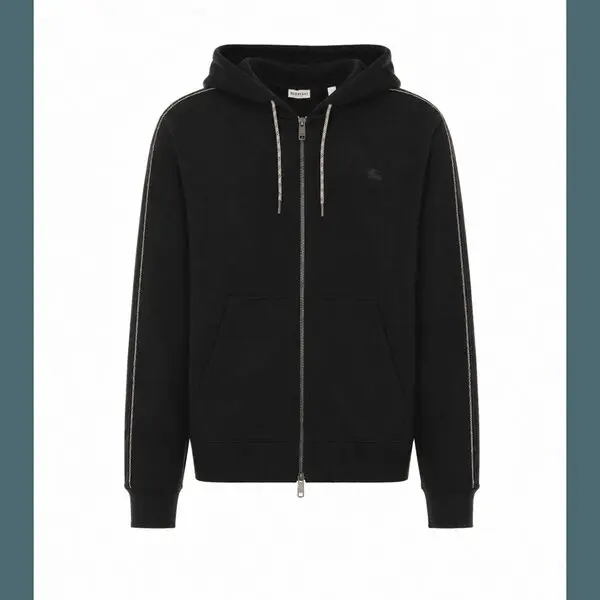 Burberry Check Trim Zip Hoodie - Black