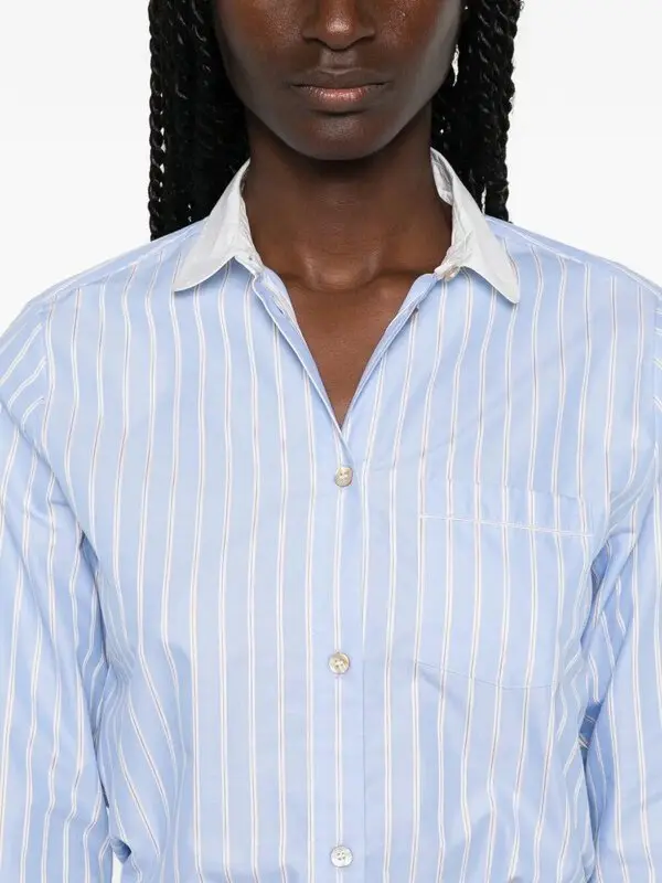 FORTE_FORTE Striped Cotton Shirt - Blue