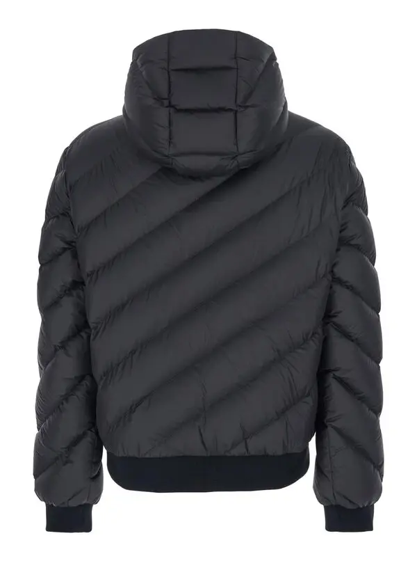 Fendi Reversible Puffer Jacket With Hood And Logo Patch On Front In Black Tech Fabric For