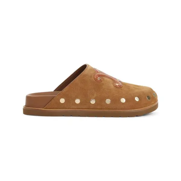 Celine Triomphe Wedge Mules - Brown
